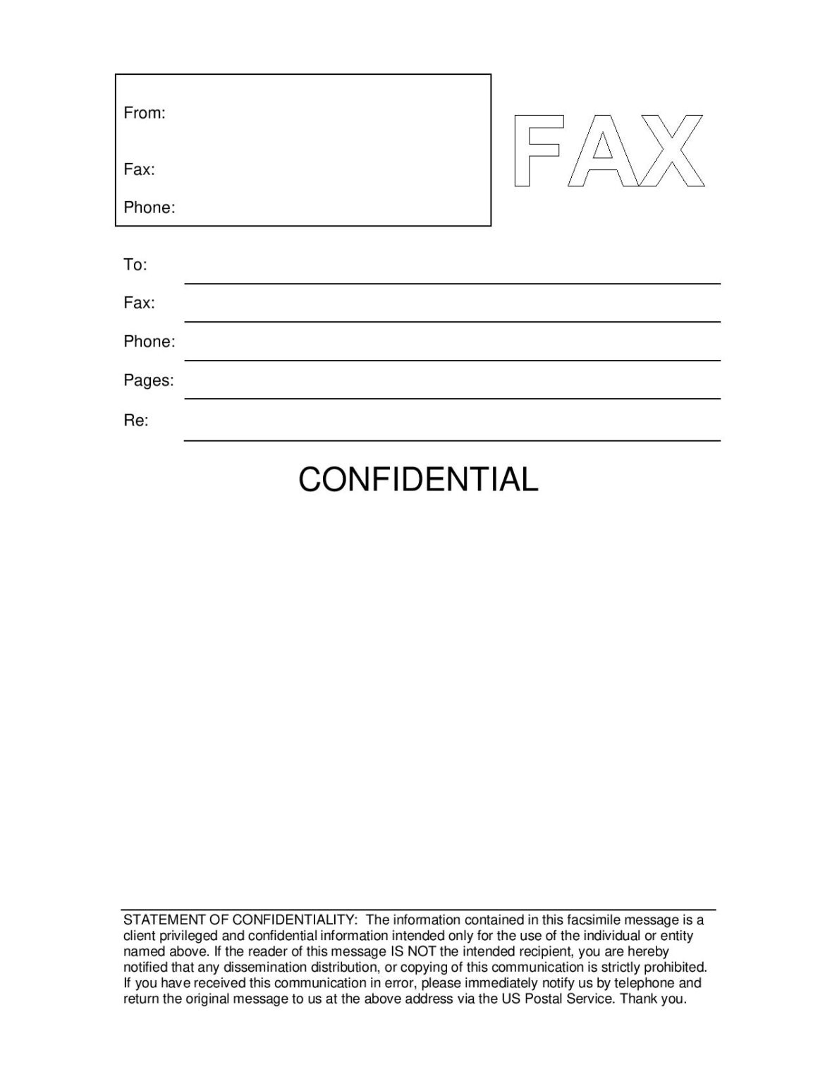 Confidential Fax Cover Sheet Template - Free Word Printable