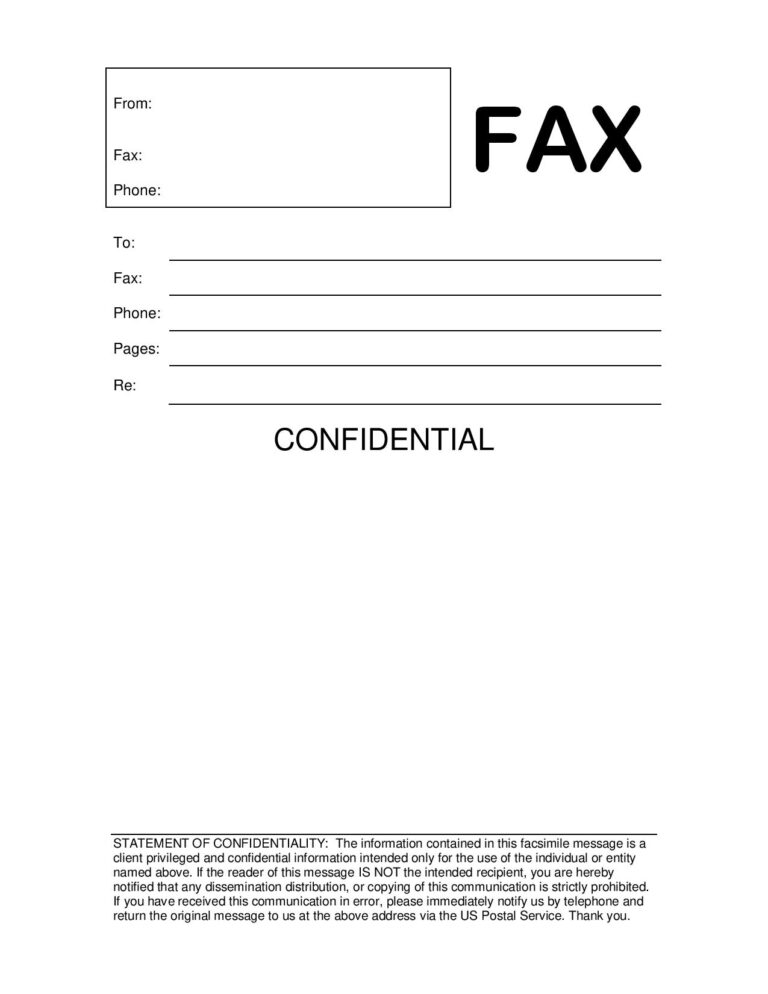 Confidential Fax Cover Sheet Template - Free Word Printable