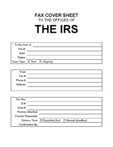 IRS Fax Cover Sheet Template PDF