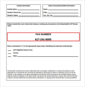 Masshealth Fax Cover Sheet PDF Templates