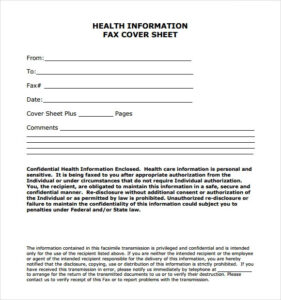 Fax Cover Sheet with Disclaimer/ Confidential Statement